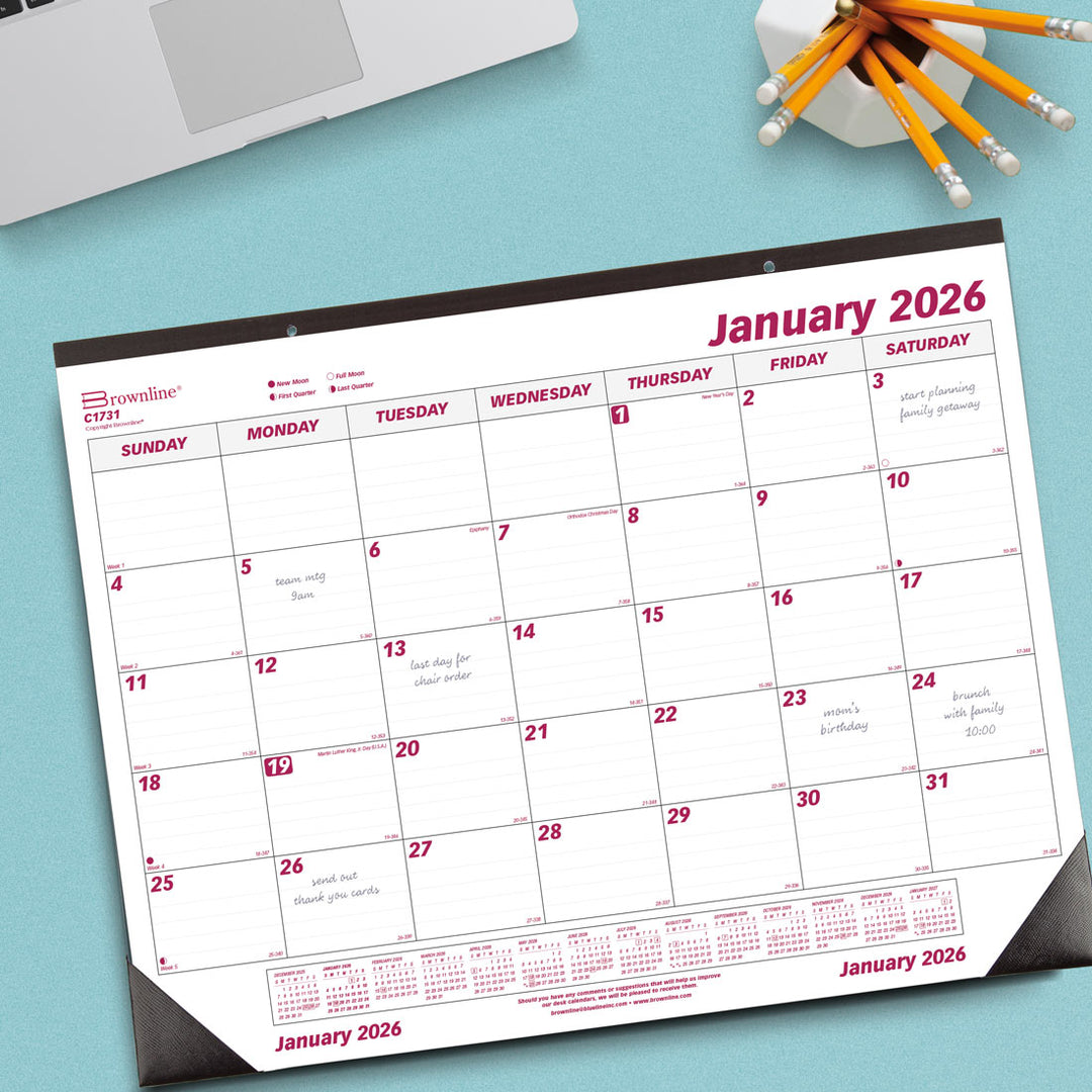 Monthly Desk Pad Calendar, 2026 (C1731-26) | Brownline – Brownline USA