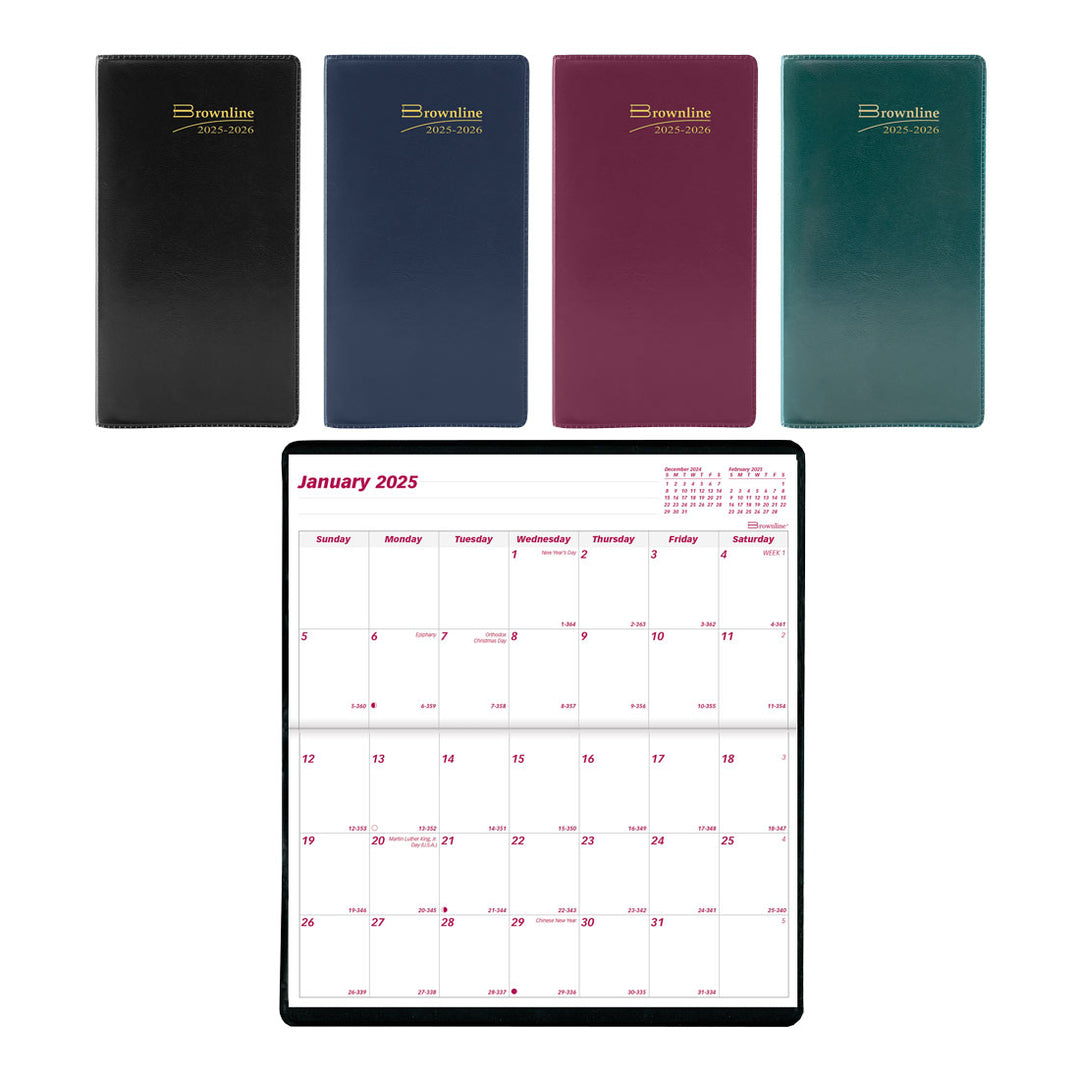 Two-Year Monthly Pocket Planner, Assorted Colors, 2026-2027, Brownline ...